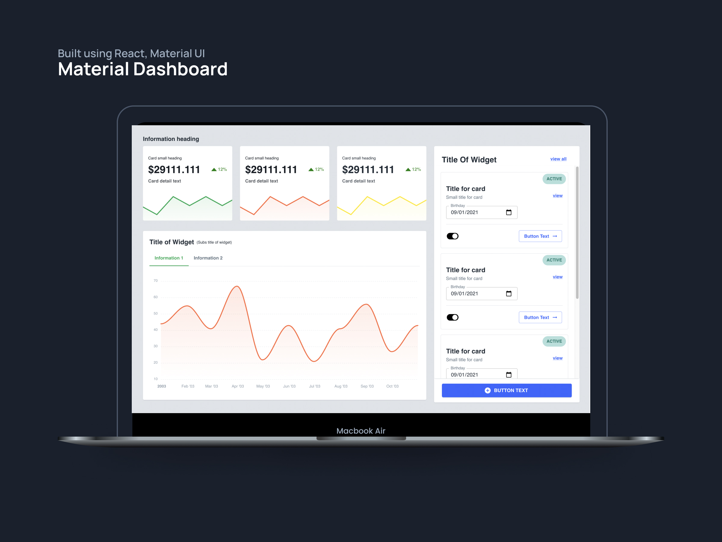 GitHub - nandkk05/material-dashboard: Built with React, Material UI and ...