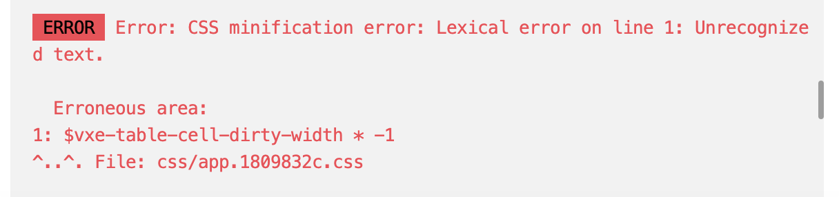 3.7.2版本在打包时css压缩报错 · Issue #2201 · x-extends/vxe-table · GitHub