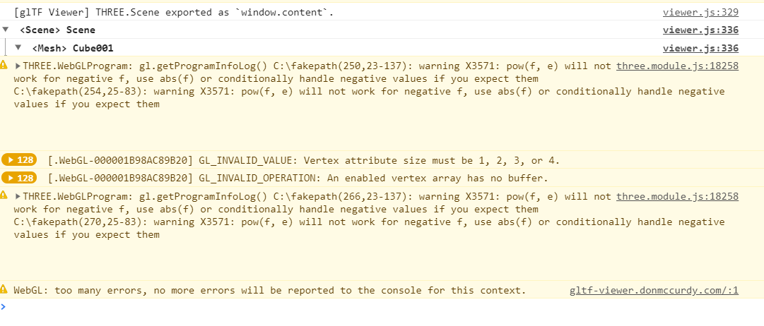 Exporting 2 cubes with UV maps + draco compression => WebGL Error ...