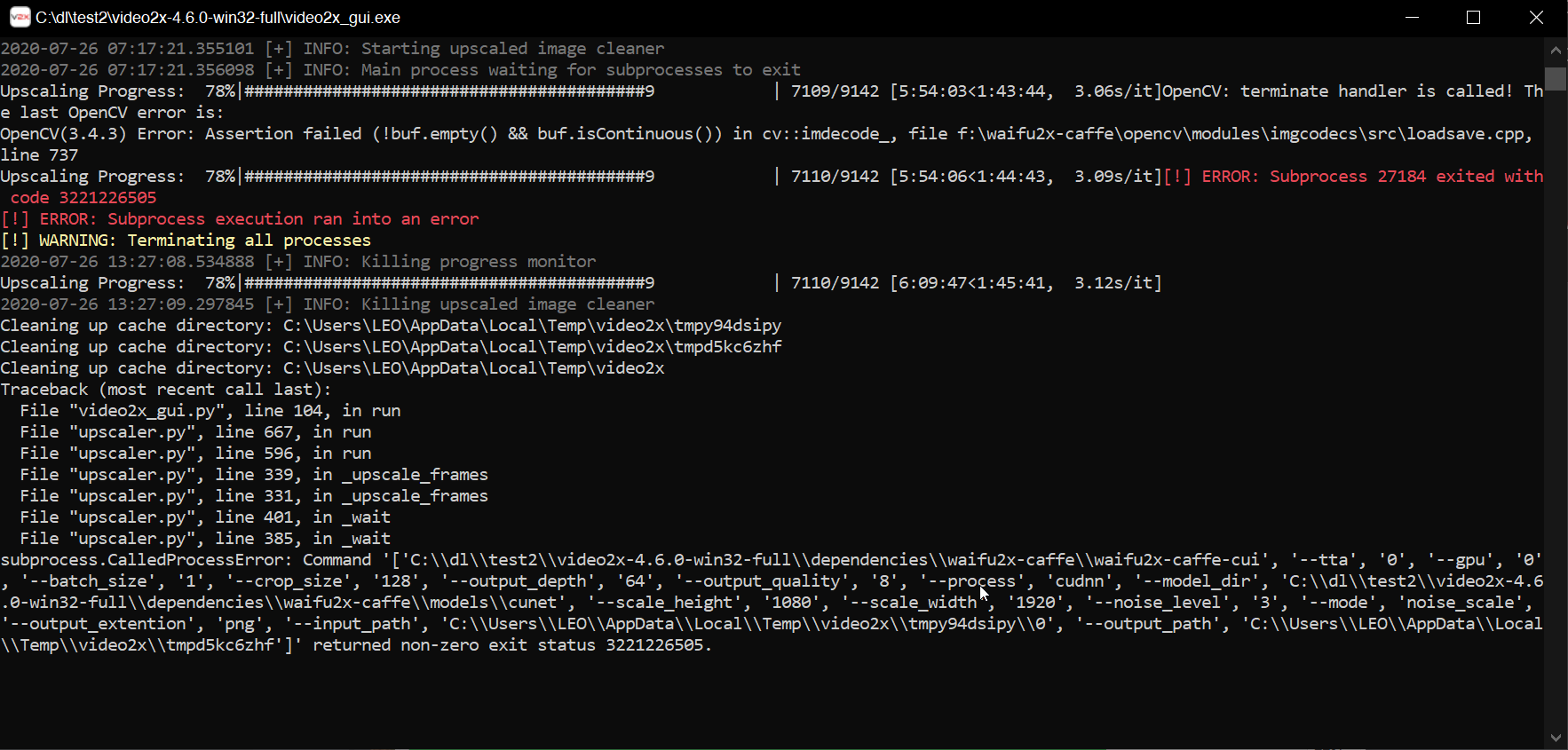 OpenCV Error code 3221226505 · Issue #320 · k4yt3x/video2x · GitHub