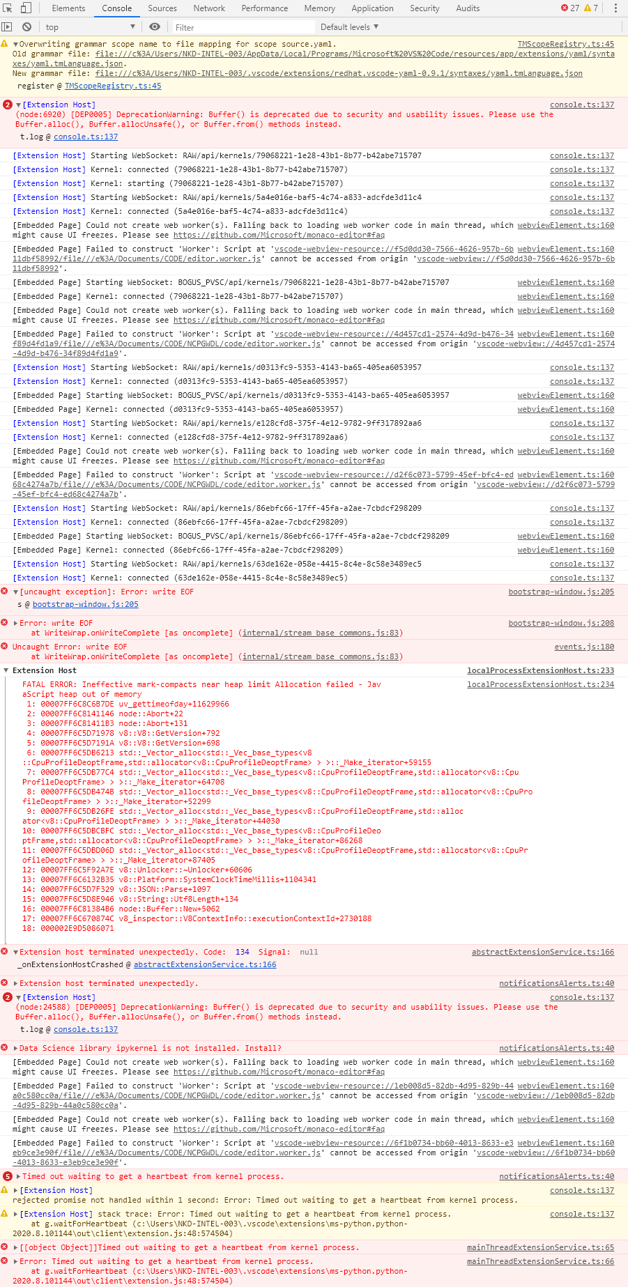 Extension host terminated unexpectedly. · Issue #1667 · microsoft/vscode-jupyter · GitHub