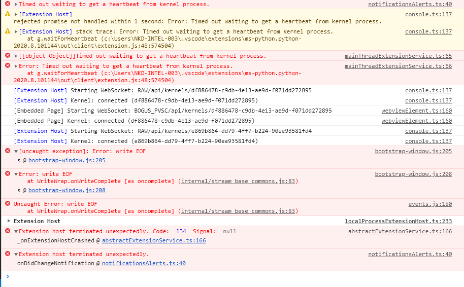 Extension host terminated unexpectedly. · Issue #1667 · microsoft/vscode-jupyter · GitHub
