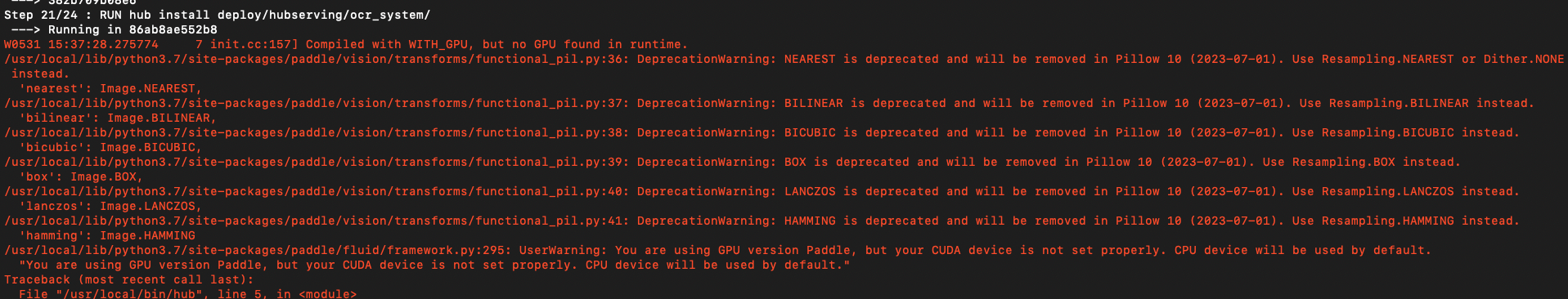 Compiled with WITH_GPU, but no GPU found in runtime · Issue #6456 · PaddlePaddle/PaddleOCR · GitHub