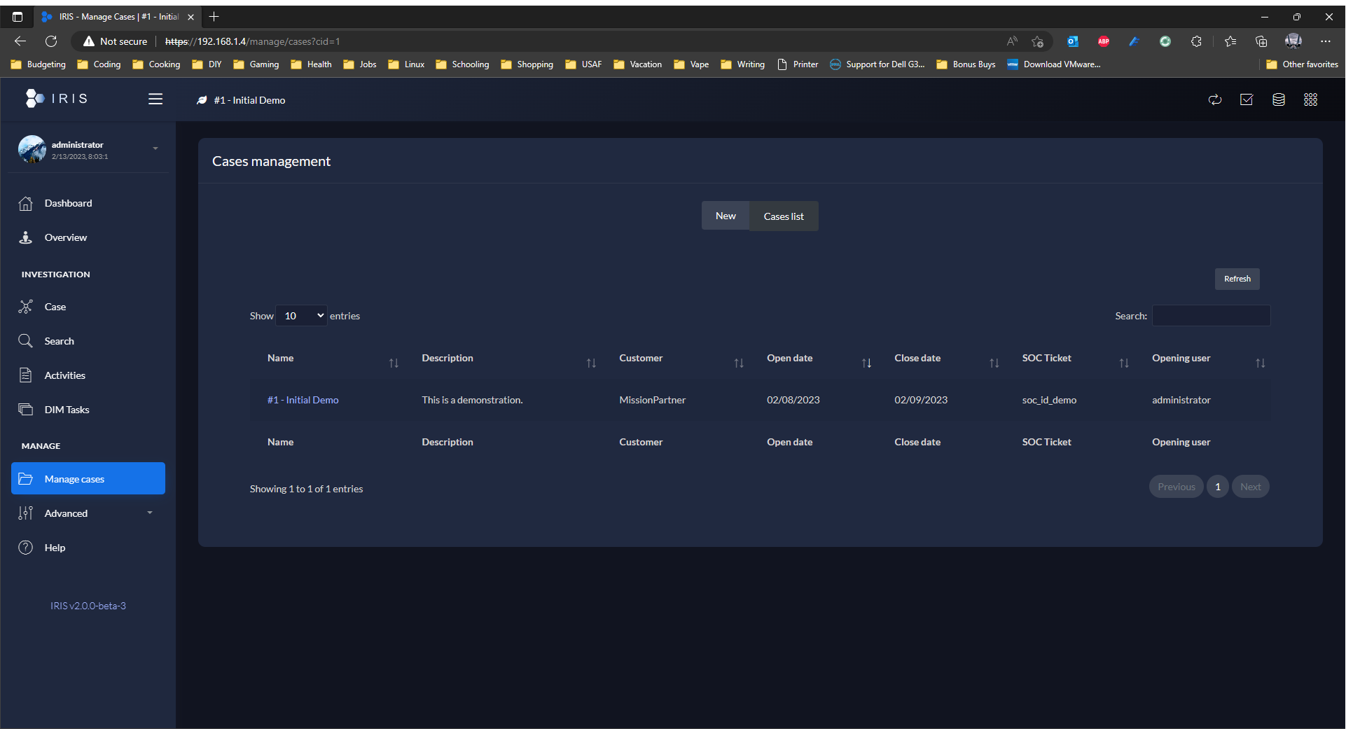 [BUG] Case count on Dashboard seems to be incorrect..? · Issue #194 · dfir-iris/iris-web · GitHub