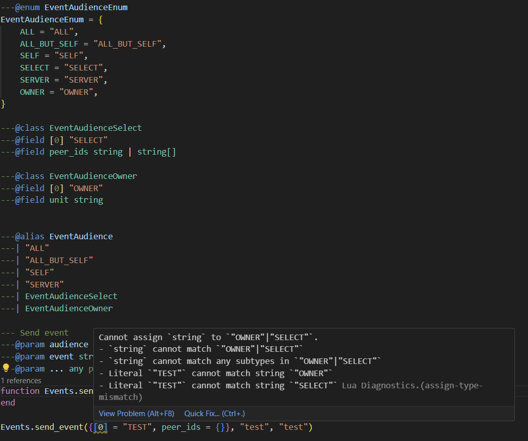 Issues With Event Function Definition · Issue 2279 · Lualslua Language Server · Github