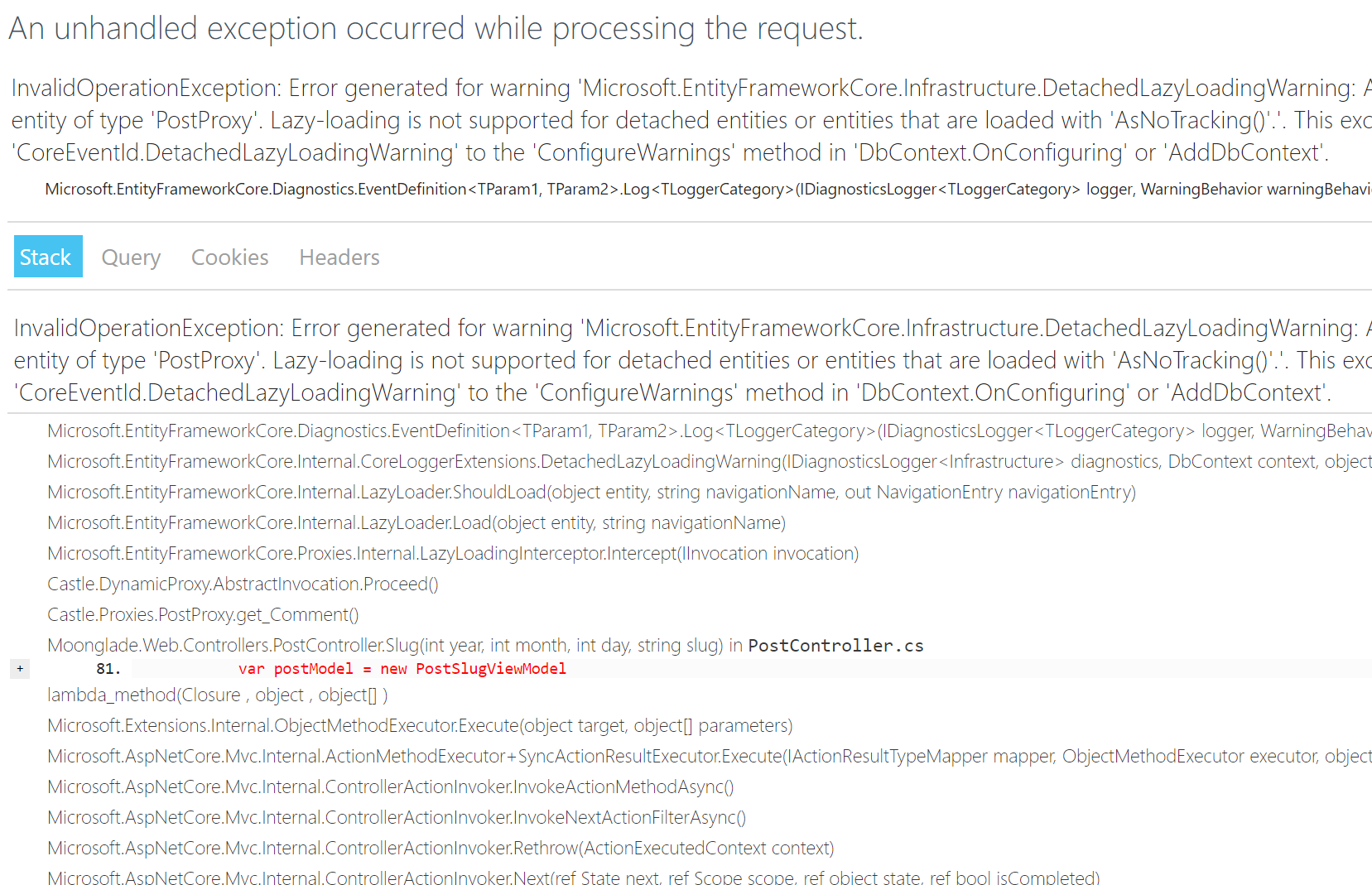 [Non-Prod] EF Lazy-load Exception for some posts · Issue #92 · EdiWang/Moonglade · GitHub