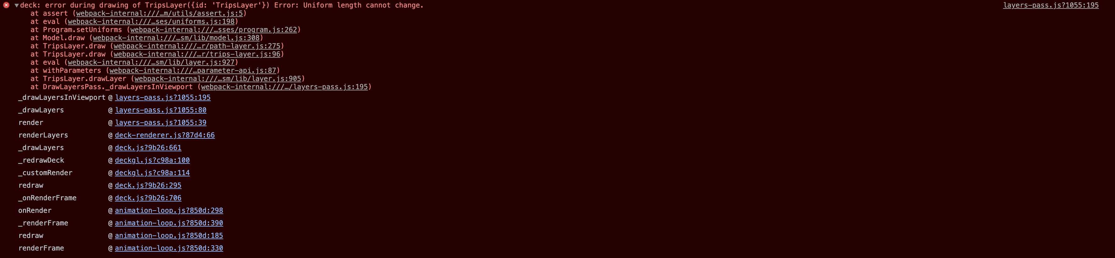 TripsLayer: currentTime update error with React state · Issue #5711 · visgl/deck.gl · GitHub