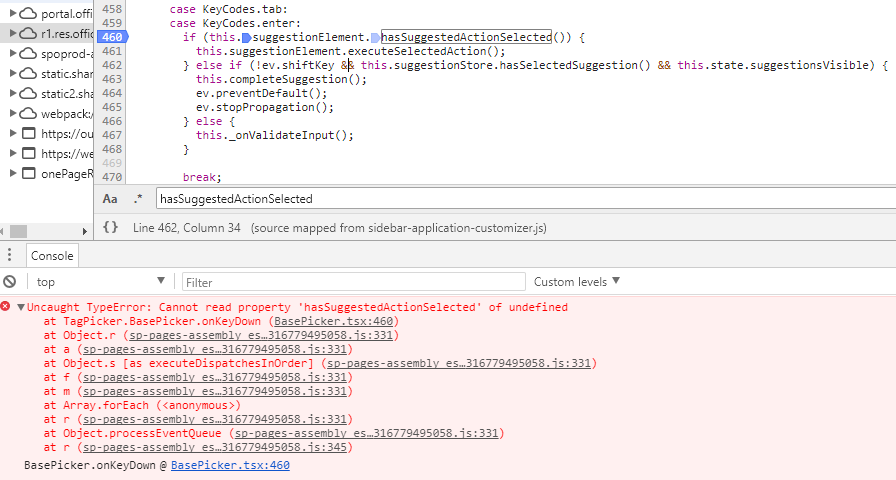 [BasePicker] null reference exception thrown when tabbing away after suggestions are dismissed ...