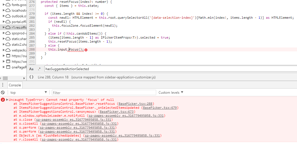 BasePicker throw error "Cannot read property 'focus' of null" when resetFocus · Issue #4156 ...