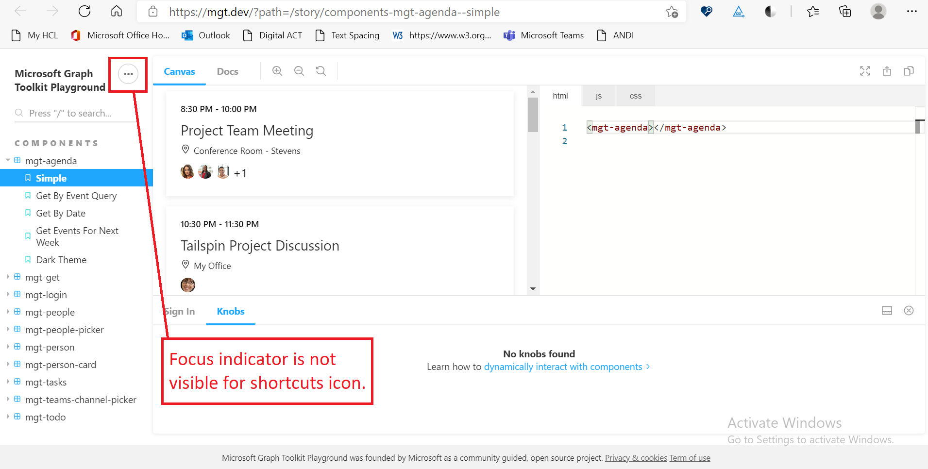 [Components| homepage]: Focus indicator is not visible for shortcuts icon. · Issue #1084 ...