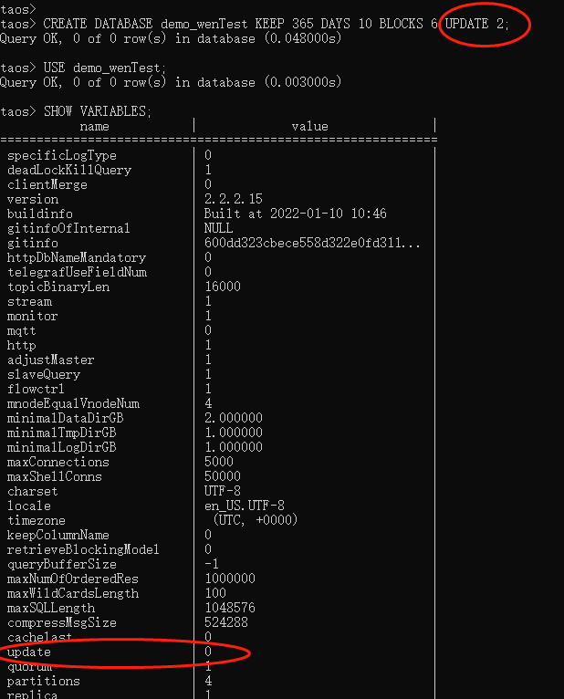 Settings update data, but not available · Issue #10740 · taosdata/TDengine · GitHub