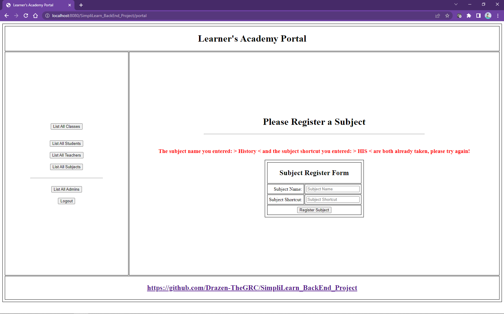 GitHub - Drazen-TheGRC/SimpliLearn_BackEnd_Project: SimpliLearn phase 2 backend project ...