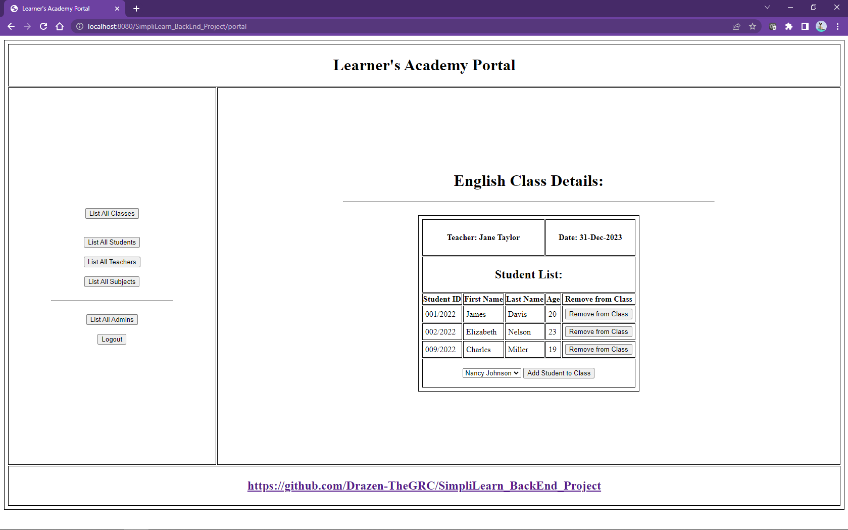 GitHub - Drazen-TheGRC/SimpliLearn_BackEnd_Project: SimpliLearn phase 2 backend project ...