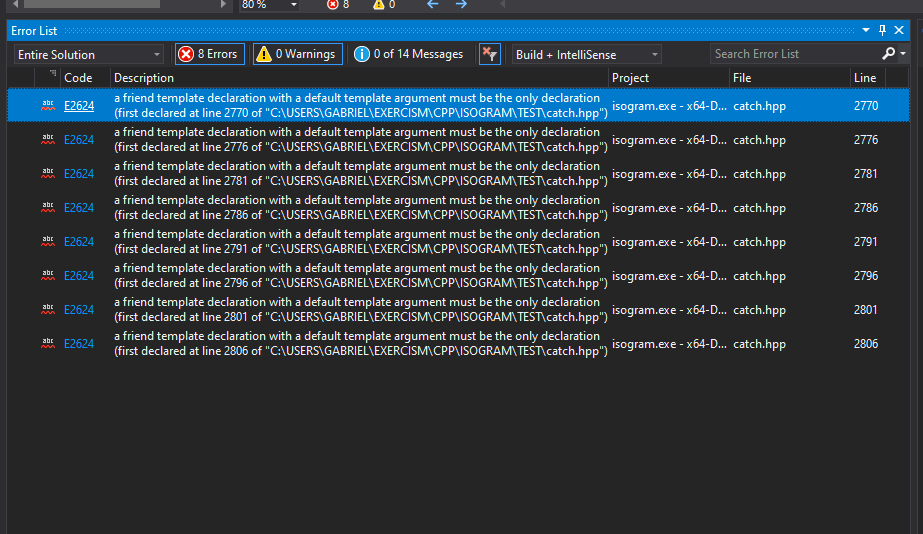 Getting Errors In Catchhpp · Issue 5572 · Exercismexercism · Github 