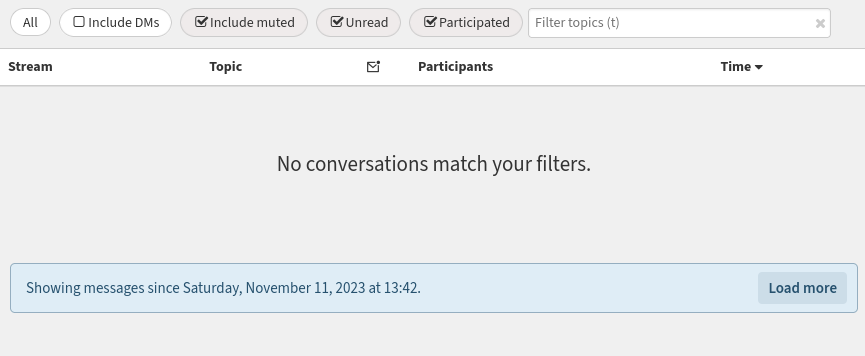 Recent conversations: "Showing messages since Saturday, November 11" but messages are missing ...