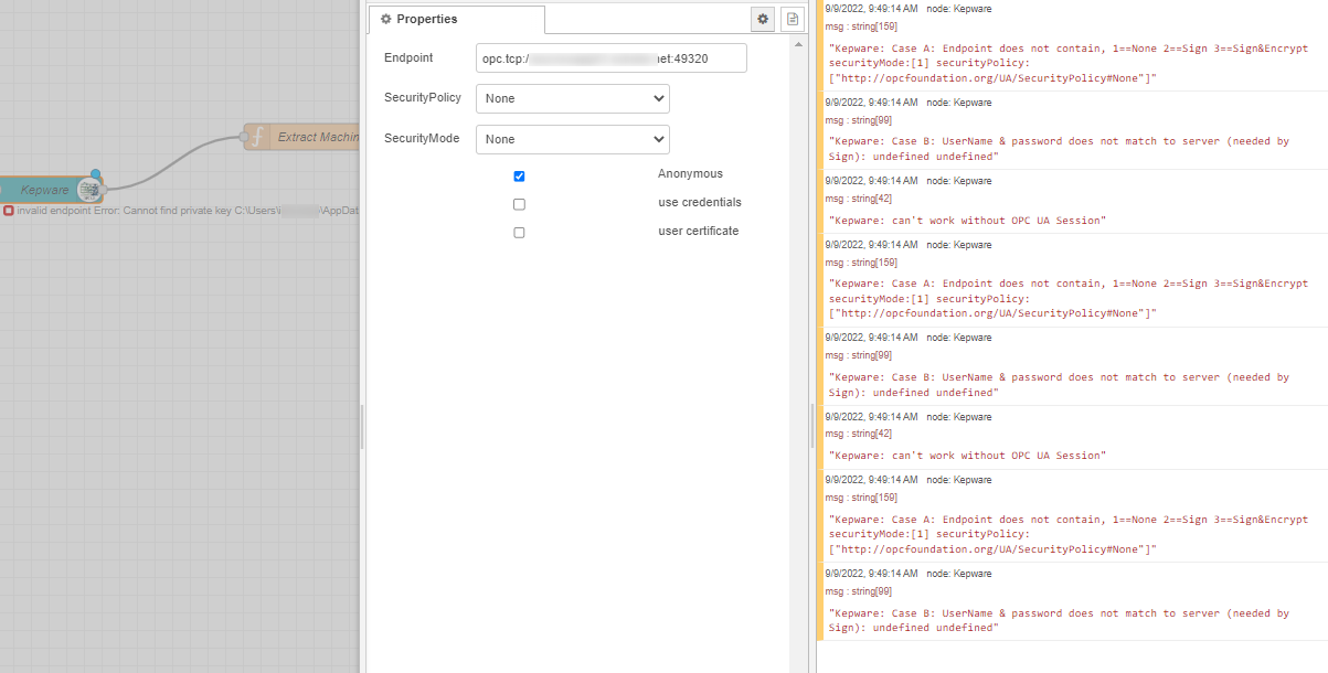 Can't connect to the opcua server while using [SecurityMode:None] and [SecurityPolicy:None ...