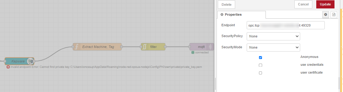 Can't connect to the opcua server while using [SecurityMode:None] and [SecurityPolicy:None ...