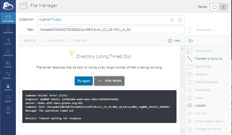 Globus Timeouts on CODEX data · Issue #1307 · hubmapconsortium/portal-ui · GitHub