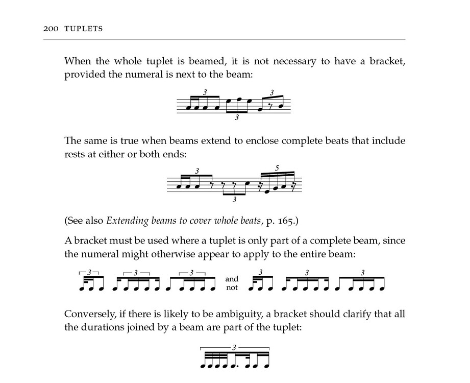 Tuplets (e.g. triplets) with rest note or not on one beam not bracketed ...