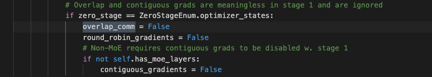 [Question] why are overlap and contiguous grads meaningless in stage 1 ...