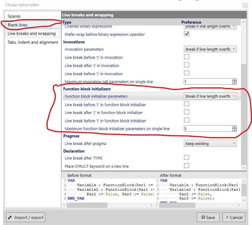 Parameter assignement differs between declaration section and ...