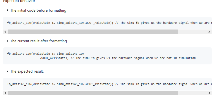 Bug or feature / comment in function block call are treated as they are ...