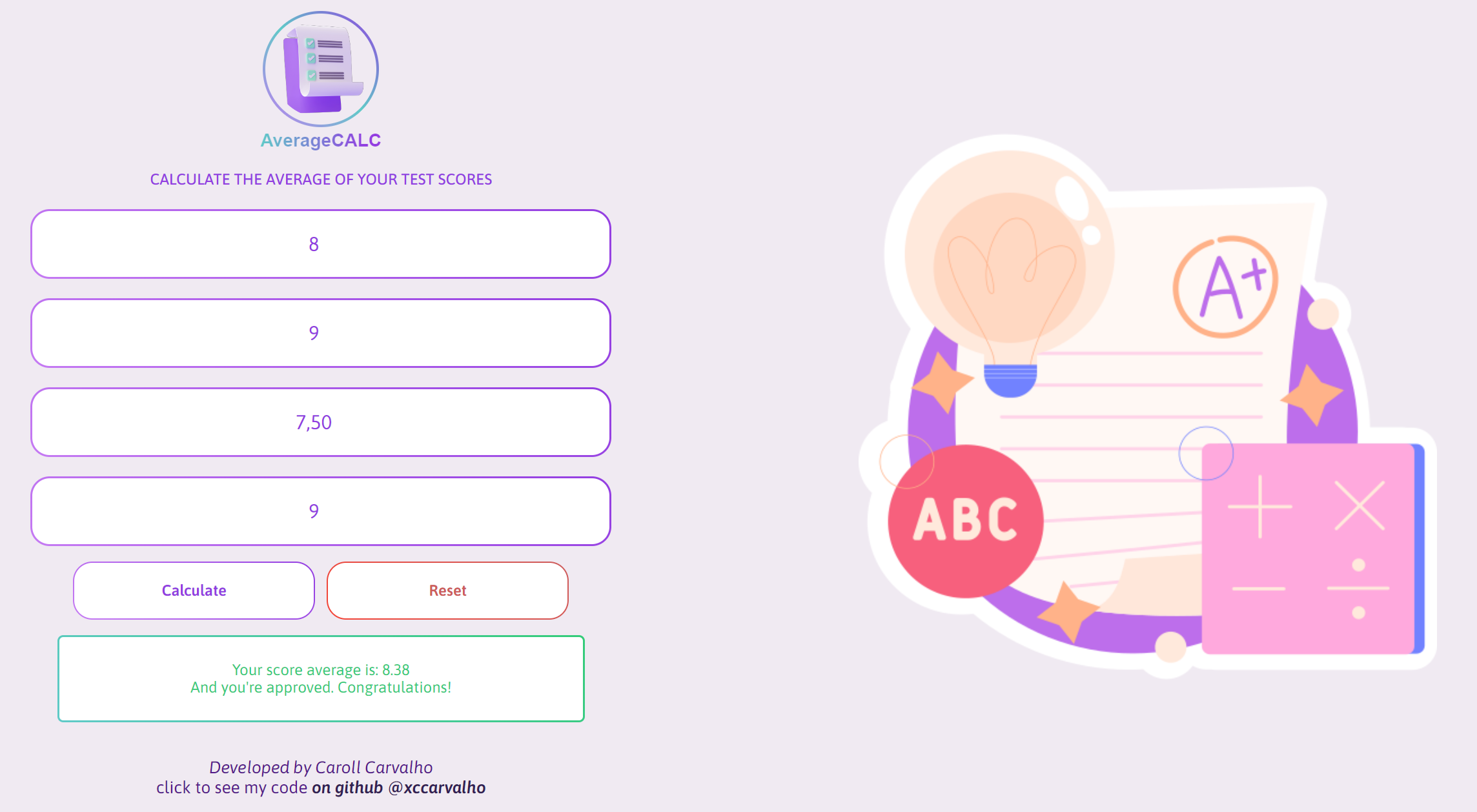 GitHub - xccarvalho/average-calculator