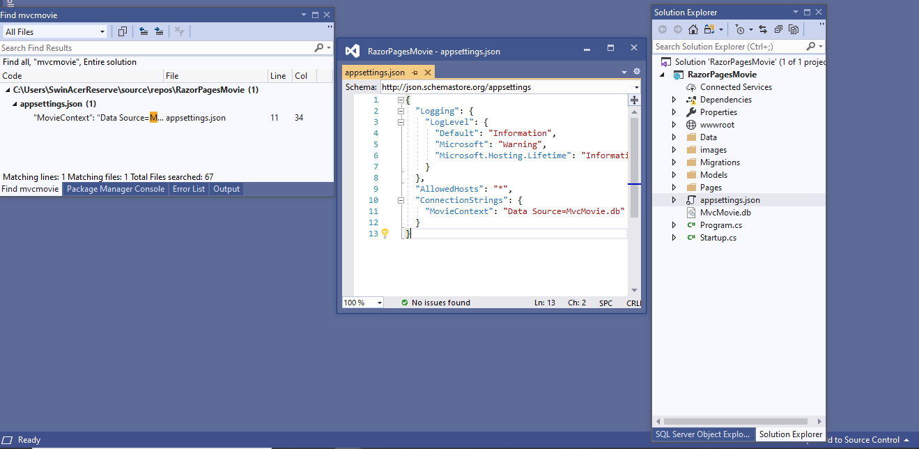 dbo.Movie not in Databases folder - MvcMovie web app MVC · Issue #8678 · dotnet/AspNetCore.Docs ...