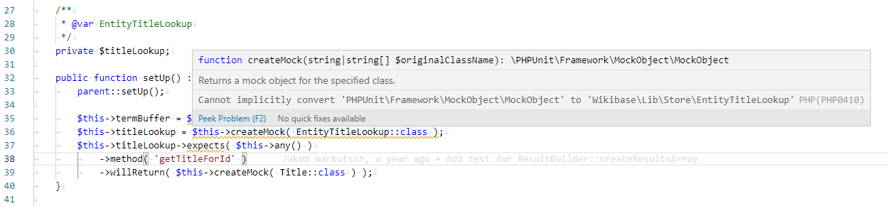 Special case for PHPUnit mock object returns? PHP0410 · Issue #102 · DEVSENSE/phptools-docs · GitHub