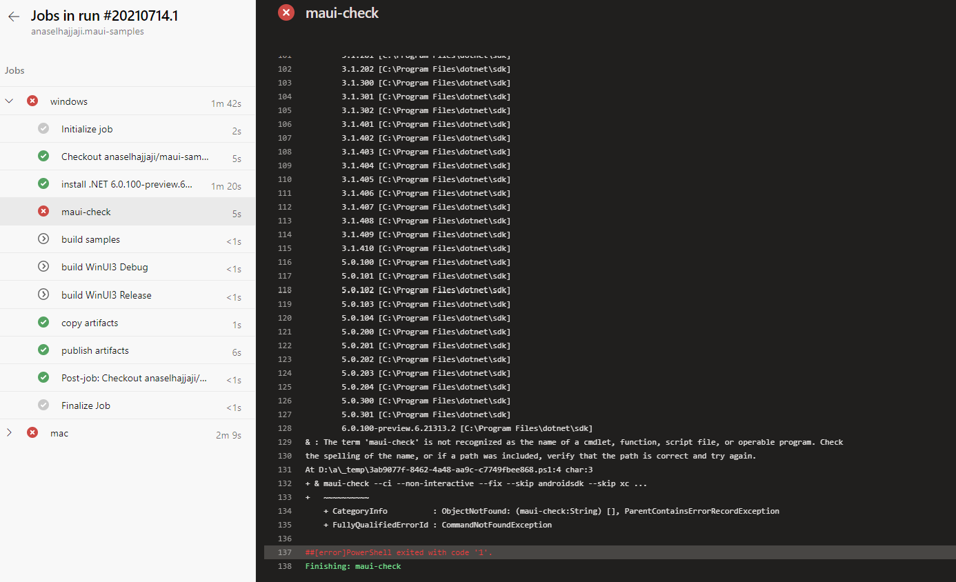Not able to build the sample on Azure Pipelines (maui-check issue) · Issue #180 · dotnet/maui ...
