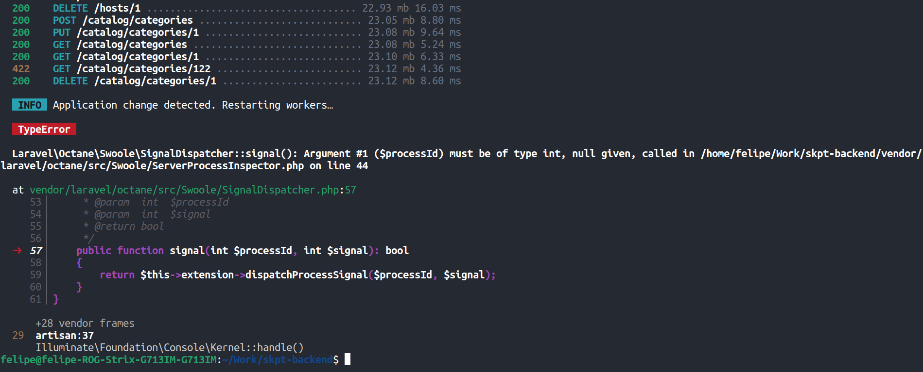 Octane Closes Due To Type Error · Issue 505 · Laravel Octane · Github