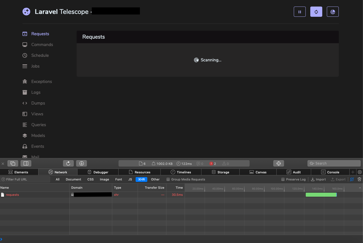 Entries don't load under subdomain, Telescope keeps scanning · Issue #848 · laravel/telescope ...