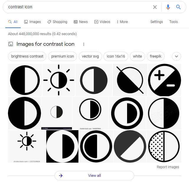 Proposal: change the "contrast" icon from MDL2 icons to distinguish it ...