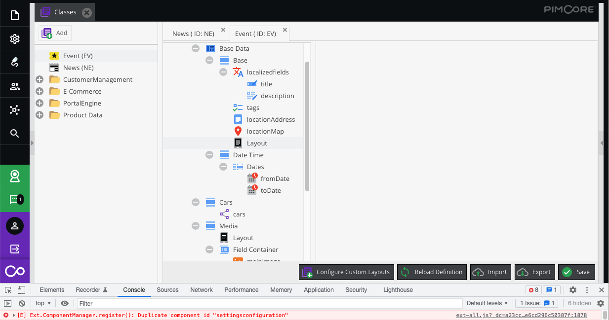 [Bug]: Layout Element "Text" fails to load in object class configuration (settingsconfiguration ...