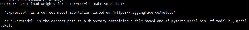 OSError: Can't load weights for './premodel'. · Issue #5 · AndersonStra/MuKEA · GitHub