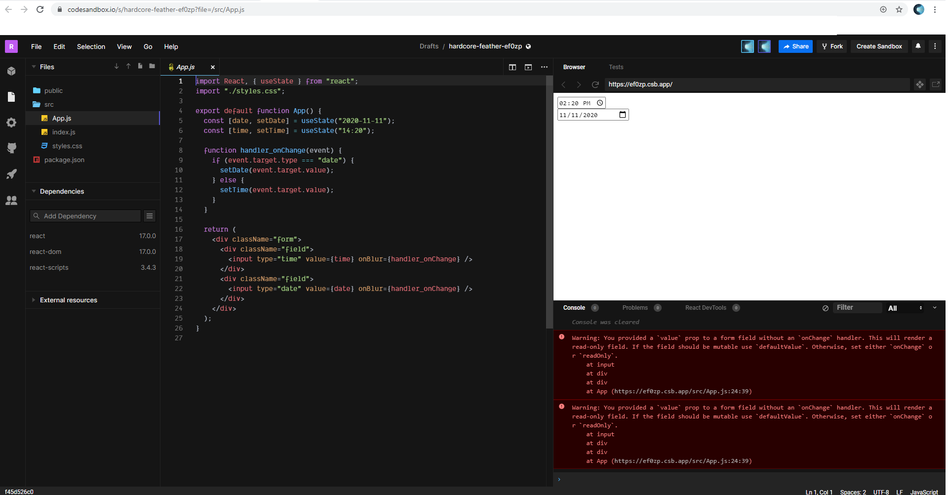 Bug False Warnings For Controlled Form Inputs · Issue 20092 · Facebookreact · Github