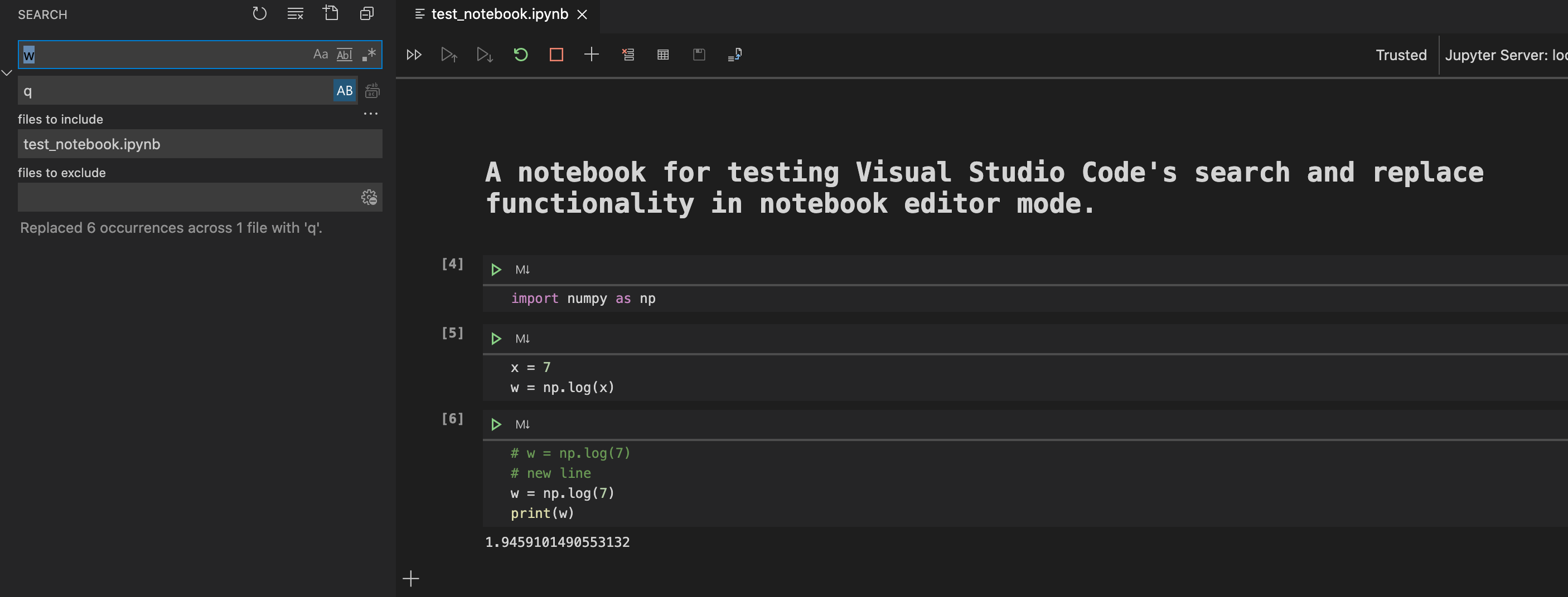 Results After Find And Replace Are Not Displayed By The Notebook Editor · Issue 3960