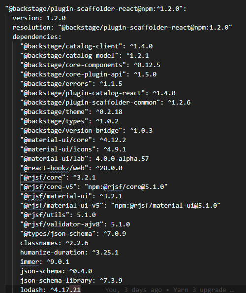 🐛 Bug Report: Unclear dependency versions for `@backstage/plugin-scaffolder-react` · Issue ...