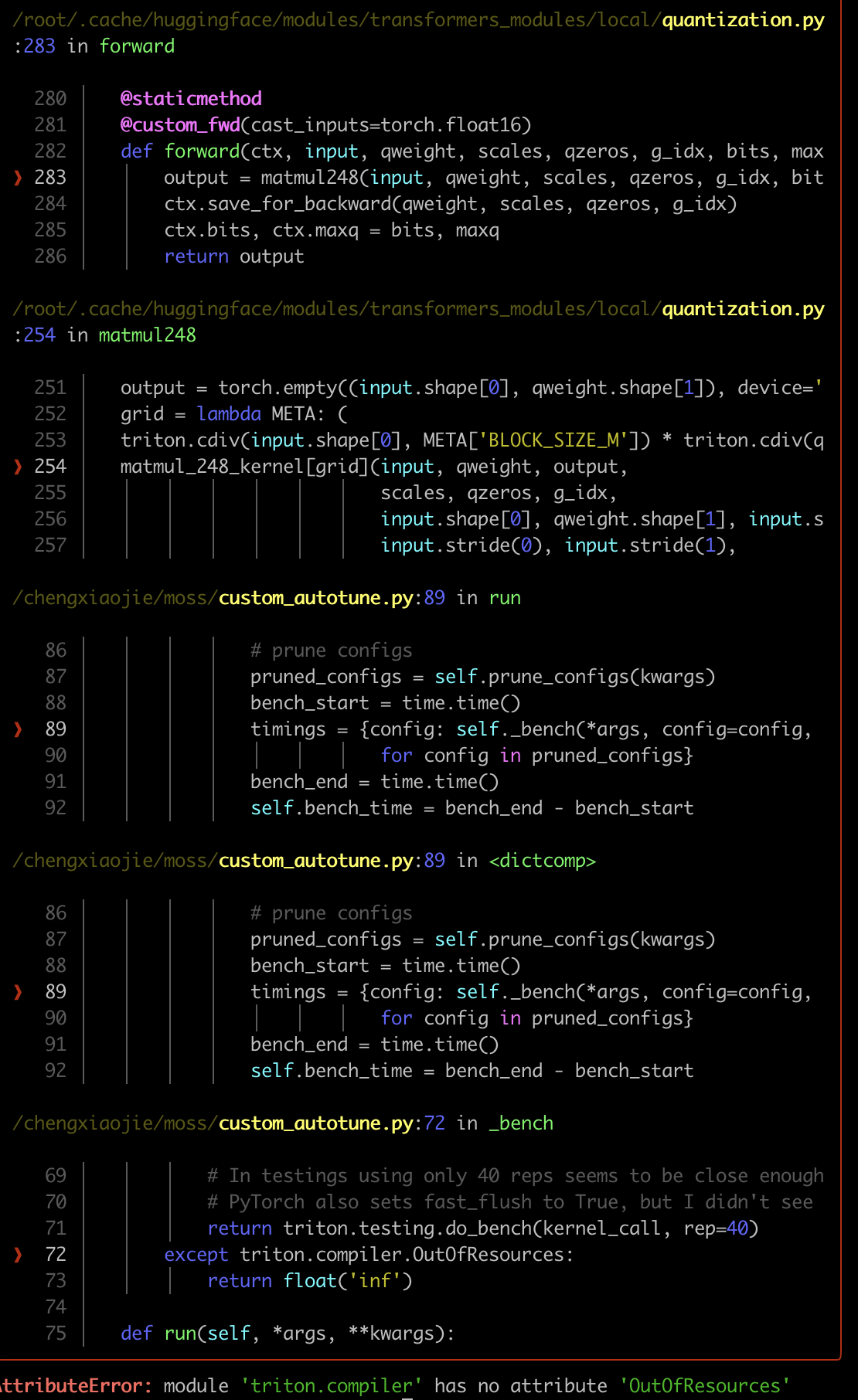 fnlp/moss-moon-003-sft-int4 量化版本 报错 · Issue #65 · OpenMOSS/MOSS · GitHub