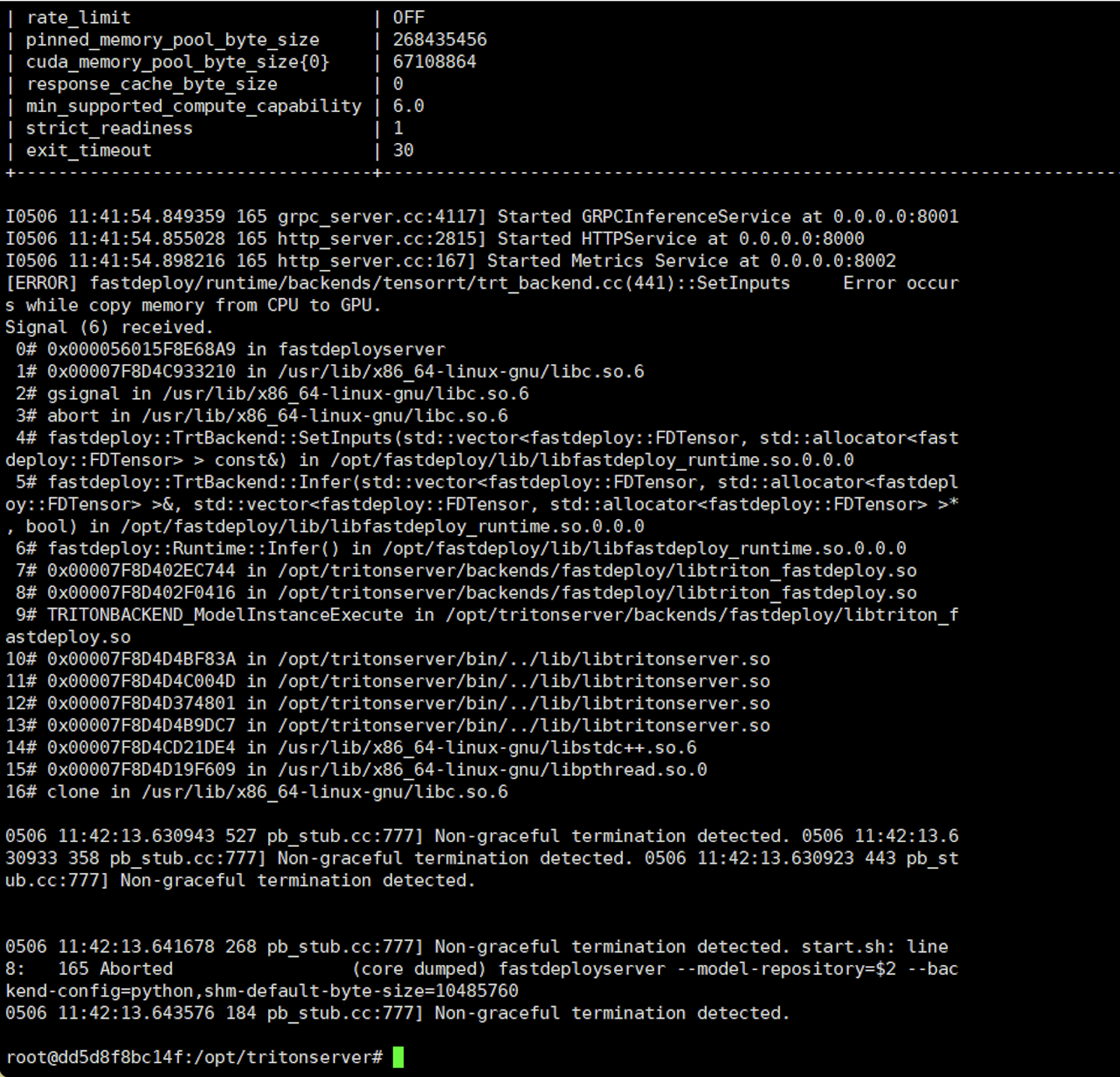 TensorRT后端压测报错 · Issue #1912 · PaddlePaddle/FastDeploy · GitHub