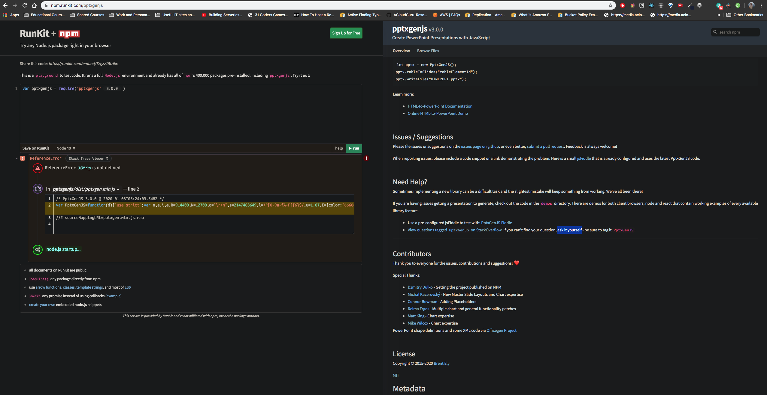 Version 3.0.0: JSZip not found under Node.js · Issue #638 · gitbrent/PptxGenJS · GitHub