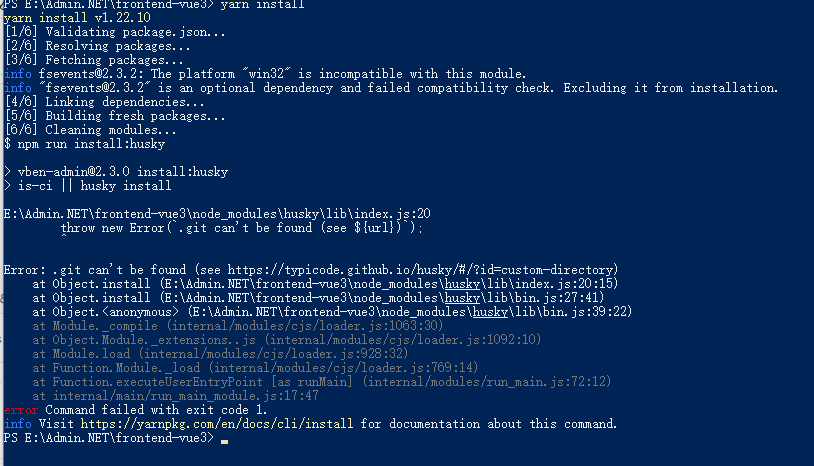 yarn install 一直不成功 · Issue #728 · vbenjs/vue-vben-admin · GitHub
