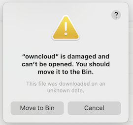 Macs 13.0 shows "owncloud" is damaged · Issue #10236 · owncloud/client · GitHub