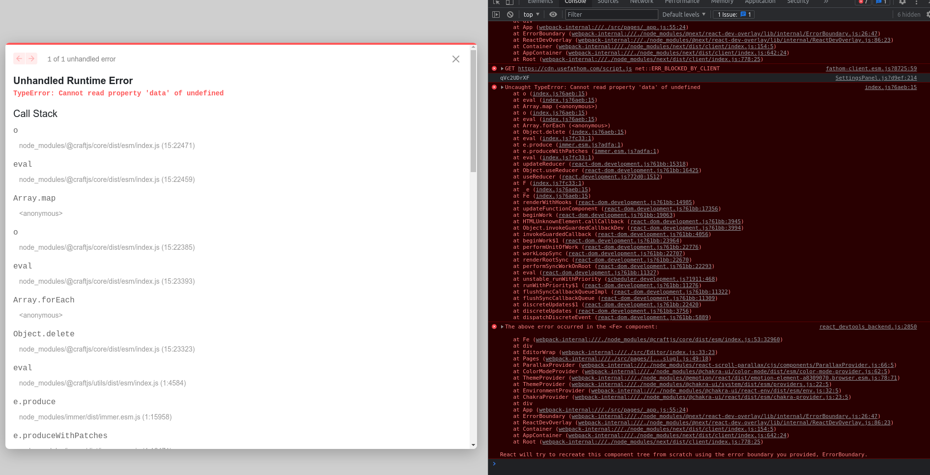 Undefined error when selecting object then deleting. · Issue #62 · prevwong/craft.js · GitHub