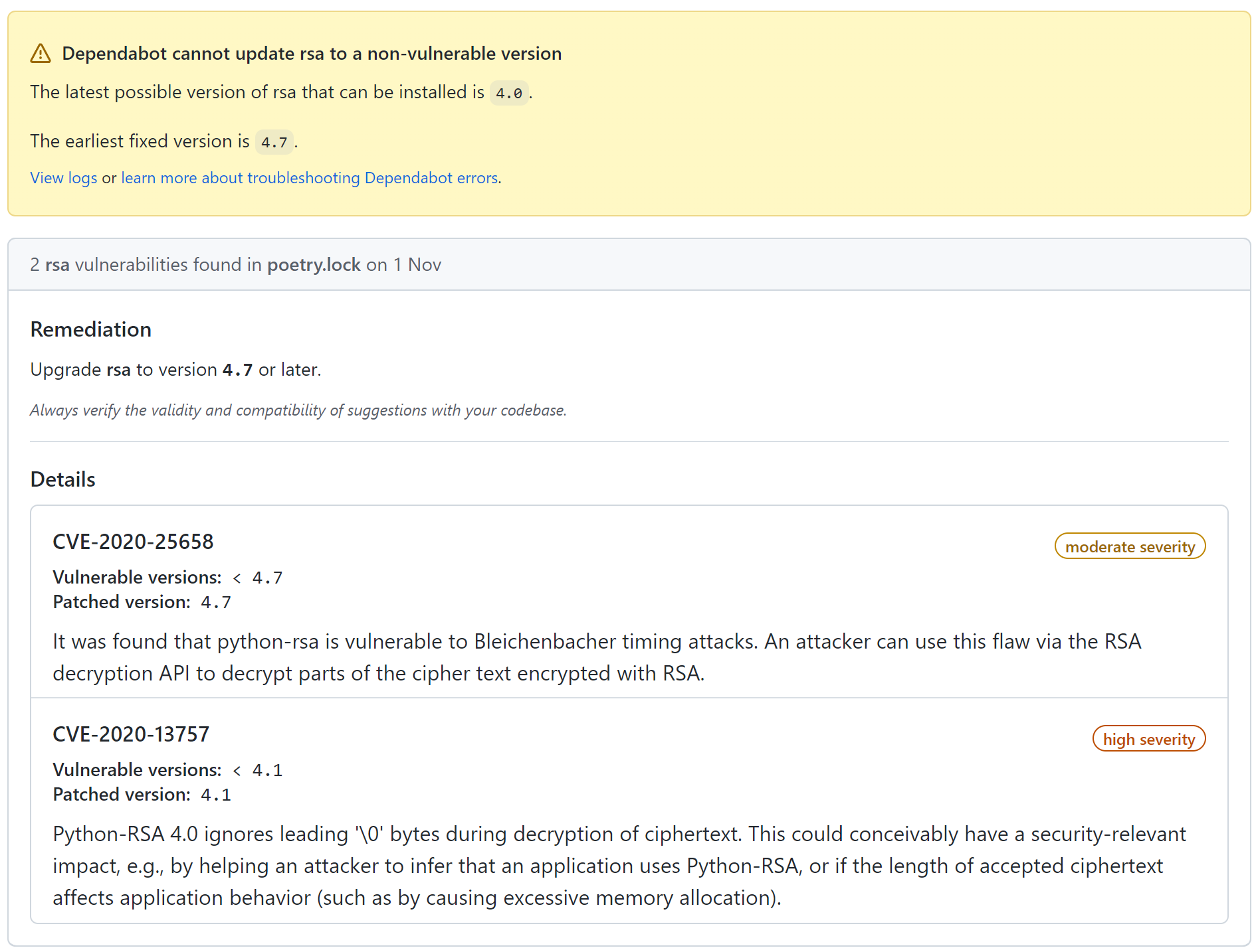 Upgrade rsa to version 4.7 or later · Issue #71 · wxy1343/aliyunpan ...