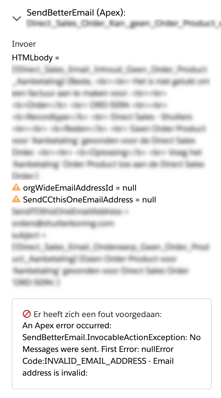 sendBetterEmail - An Apex error occurred: SendBetterEmail.InvocableActionException: No Messages ...
