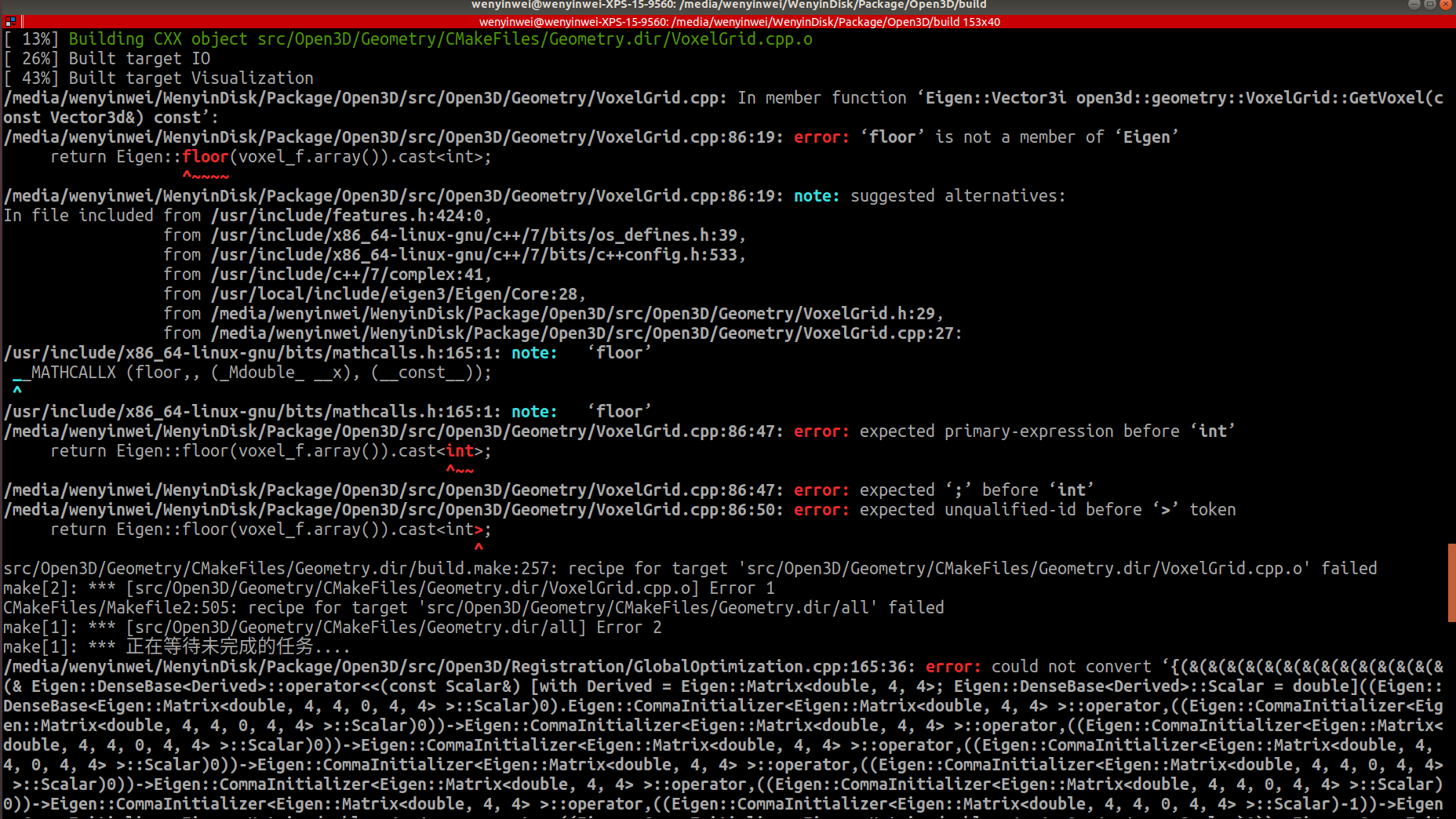 VortexGrid and GlobalOptimization compilation problem on Ubuntu · Issue #935 · isl-org/Open3D ...