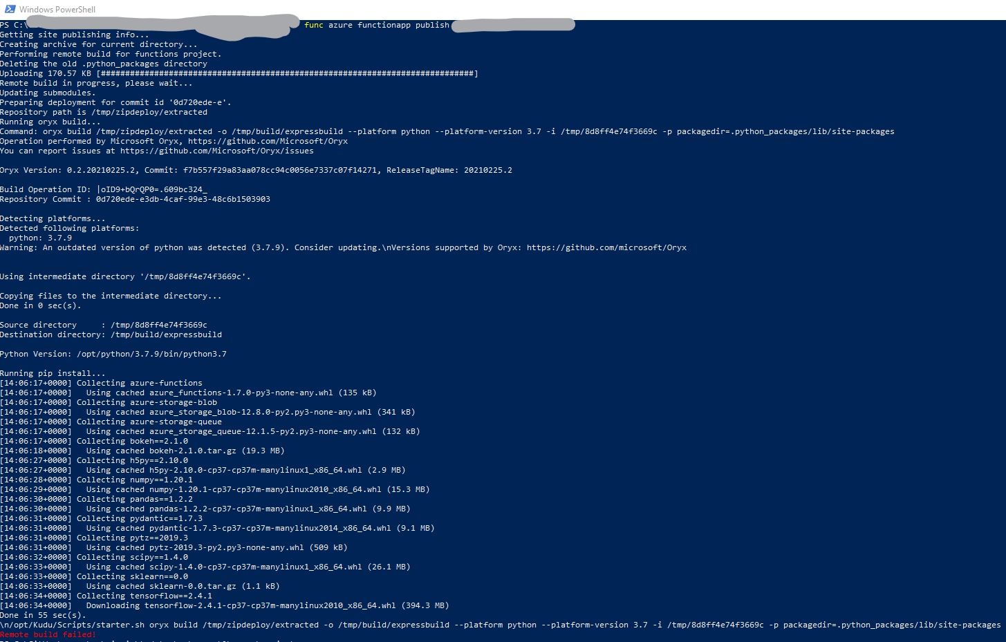 Azure Functions Build Fails with no apparant reason · Issue #987 · microsoft/Oryx · GitHub