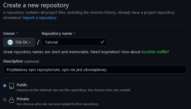 GitHub - TEB-DK/Tutorial: Przykładowy opis repozytorium, opis nie jest obowiązkowy.