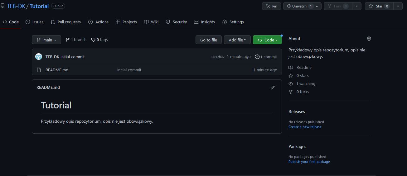 GitHub - TEB-DK/Tutorial: Przykładowy opis repozytorium, opis nie jest ...